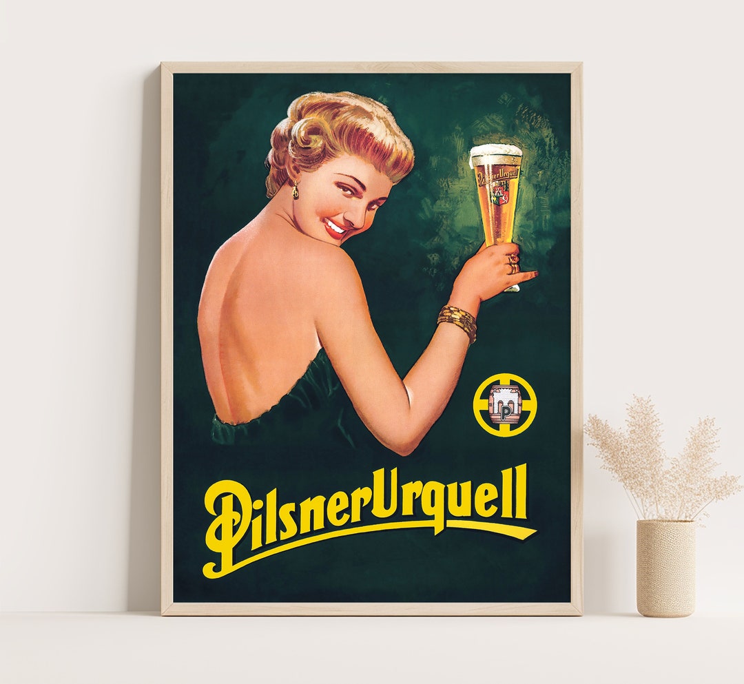 Pilsner Urquell Beer Vintage Advertising Poster, Vintage Kitchen Decor ...