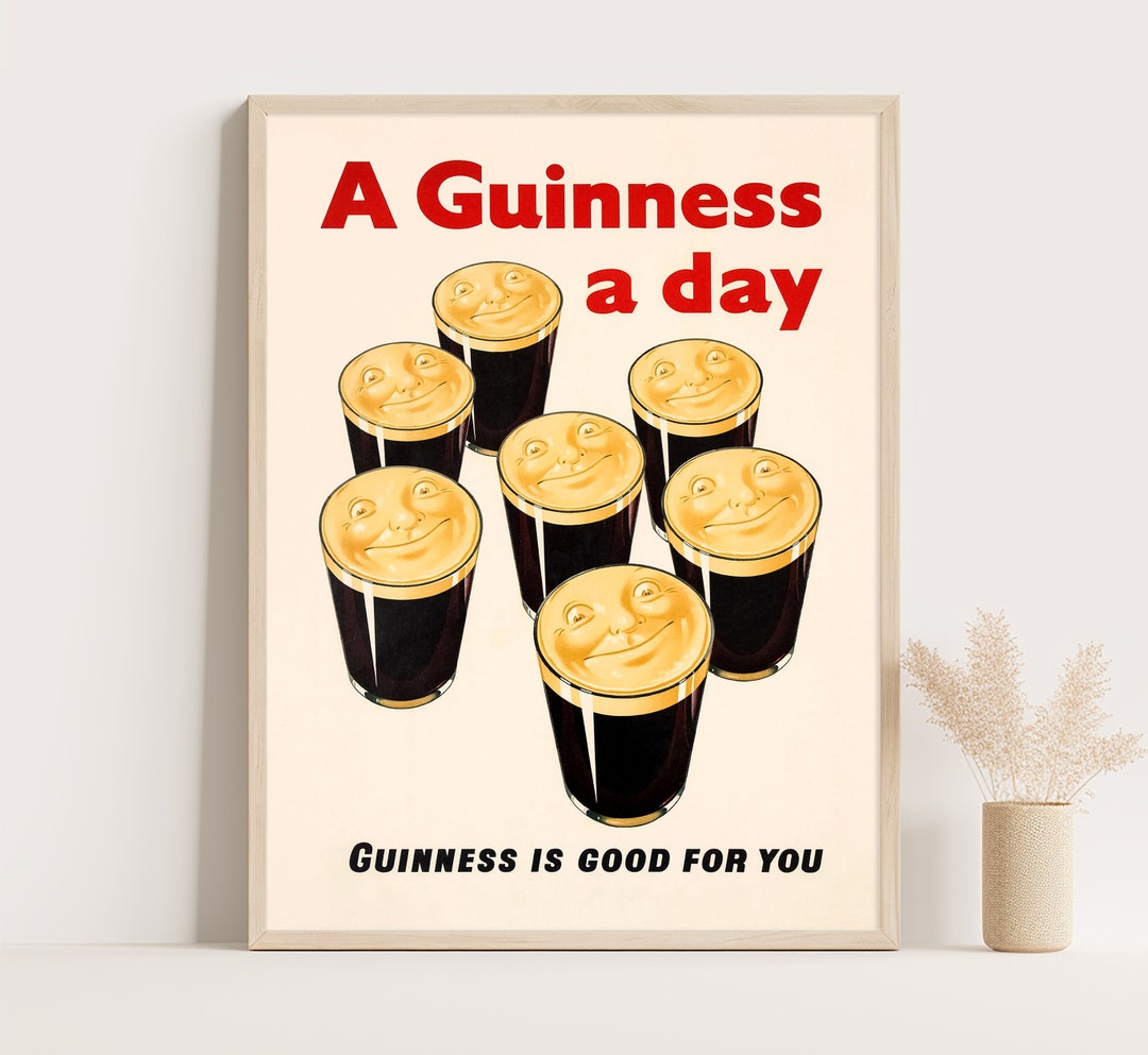 Guinness Beer Vintage Poster: John Gilroy Irish Advertising Art - Etsy