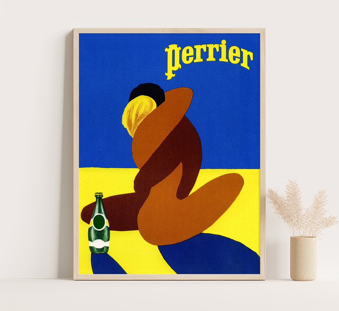 Perrier Poster, Embracing Lovers Print by Bernard Villemot, 1970s ...