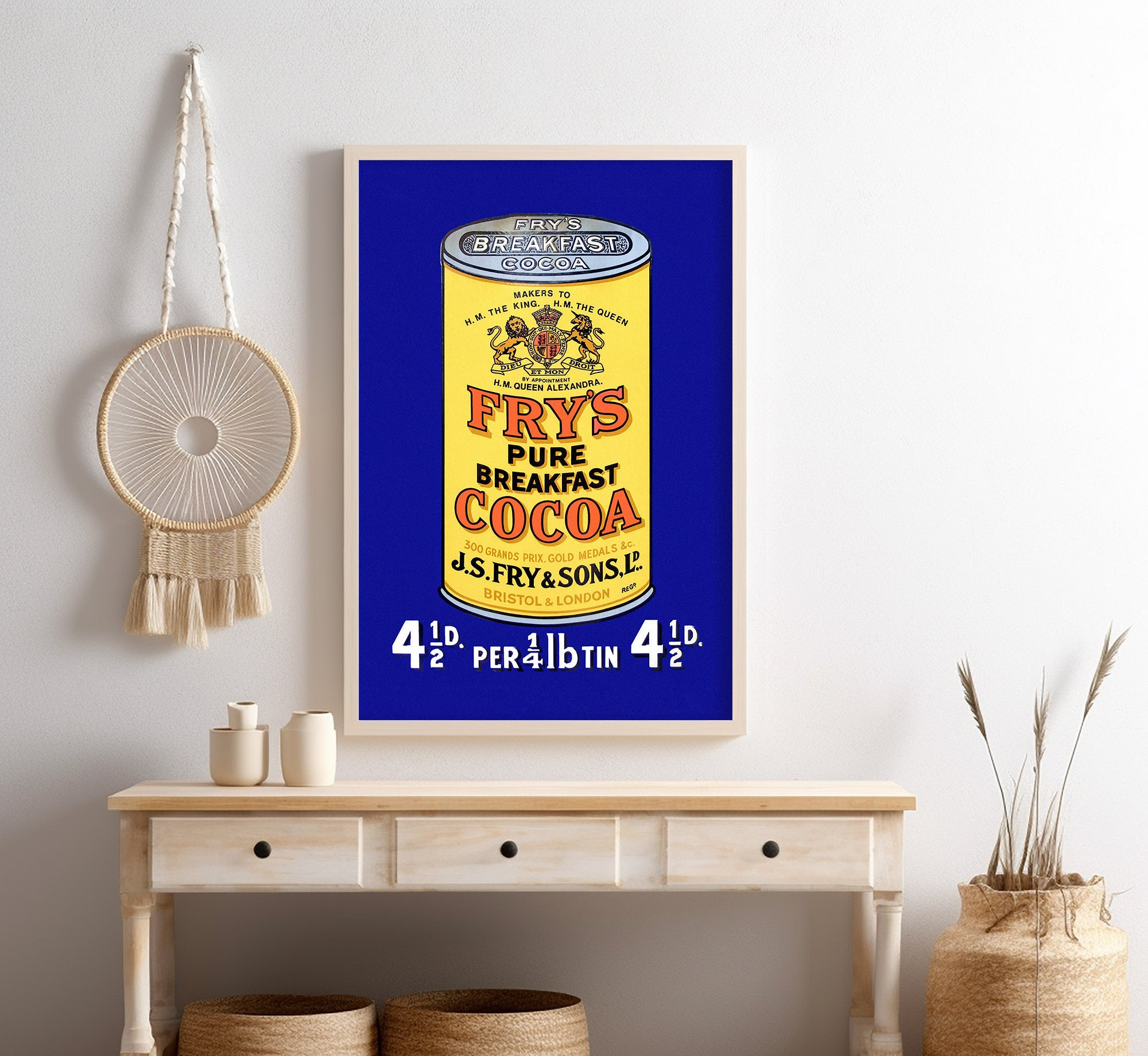 Frys Cocoa Vintage Advertising Poster, Vintage Kitchen Decor, Extra ...