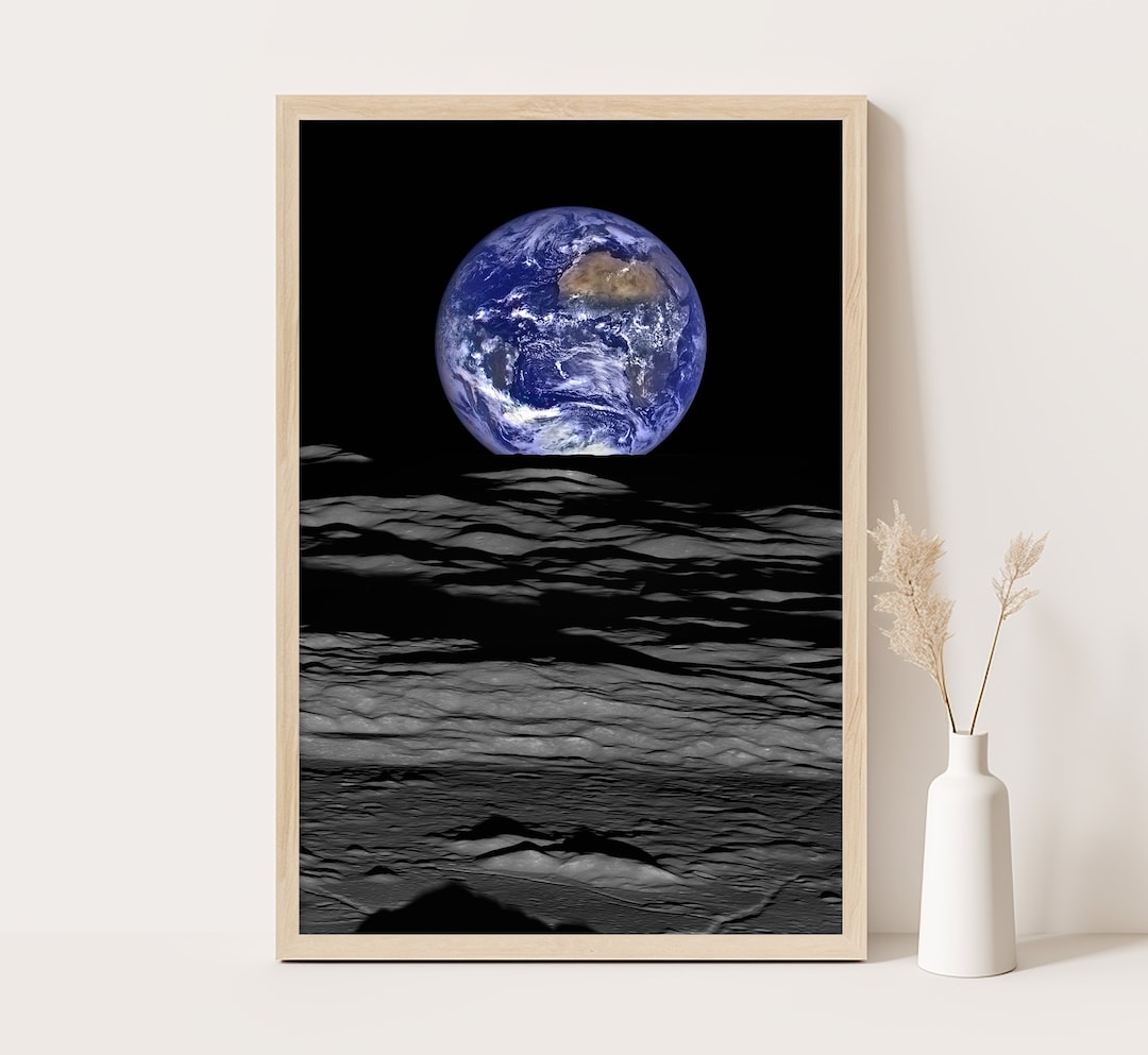 Earthrise Photo, Earth From Moon, Space, Astronomy Wall Art, Modern LRO ...