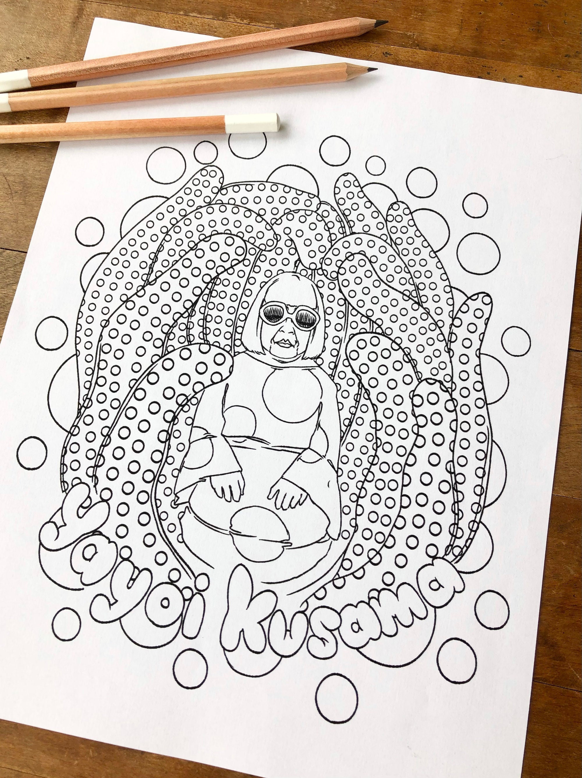 Iconic Female Artist Coloring Collection Yayoi Kusama - Etsy