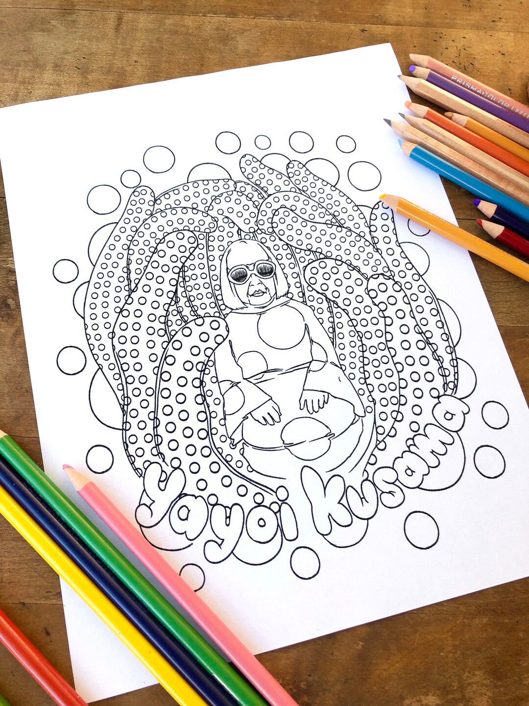 Iconic Female Artist Coloring Collection Yayoi Kusama Coloring Page for ...