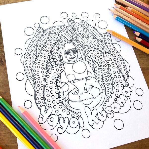 Yayoi Kusama Coloring Page - Etsy