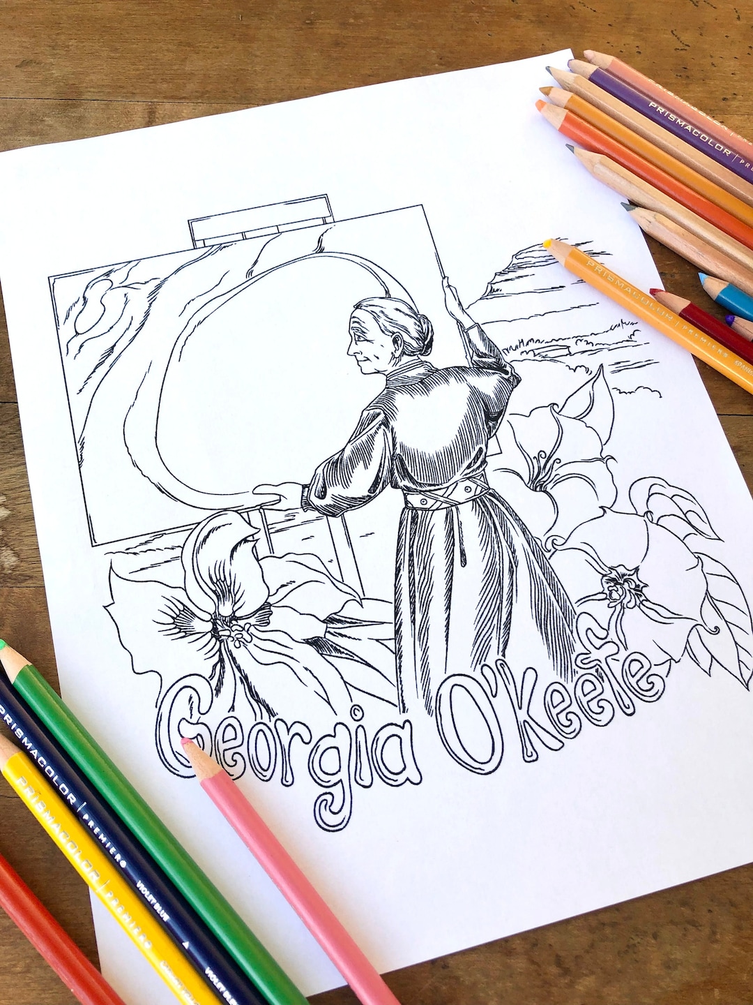 Iconic Female Artist Coloring Collection Georgia O'keefe Coloring Page ...
