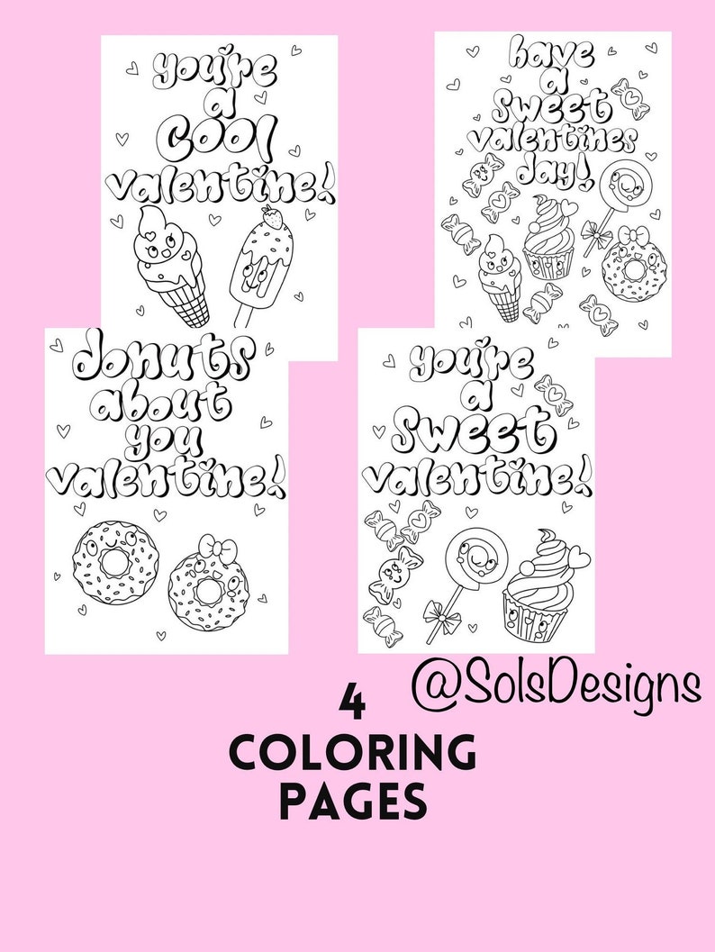 PRINTABLE Valentine Candy/ Sweets Coloring Pages and Cards PDF - Etsy