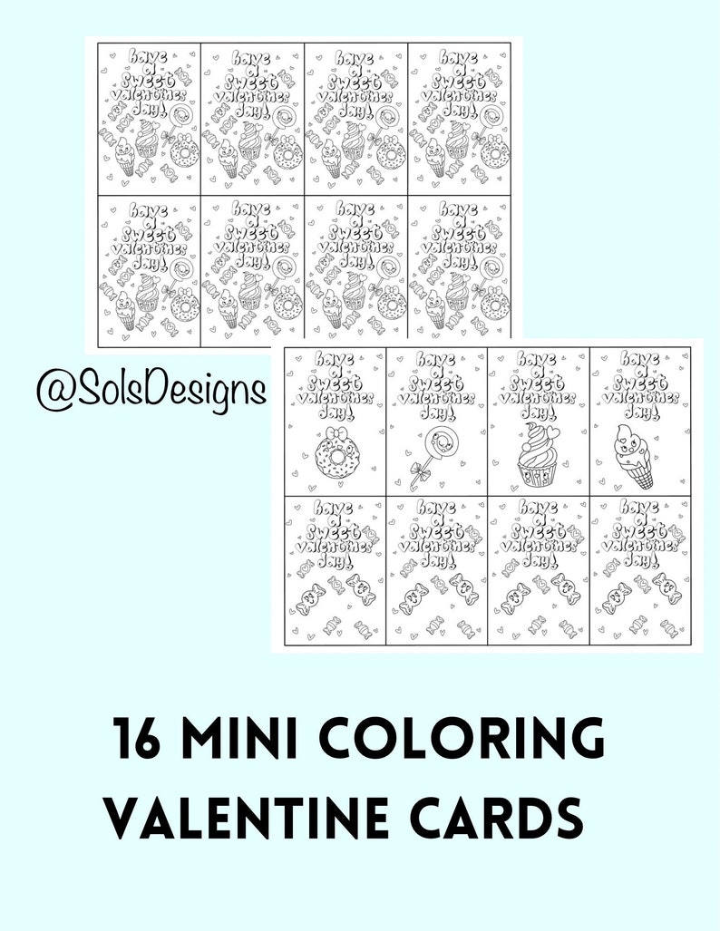 PRINTABLE Valentine Candy/ Sweets Coloring Pages and Cards PDF - Etsy