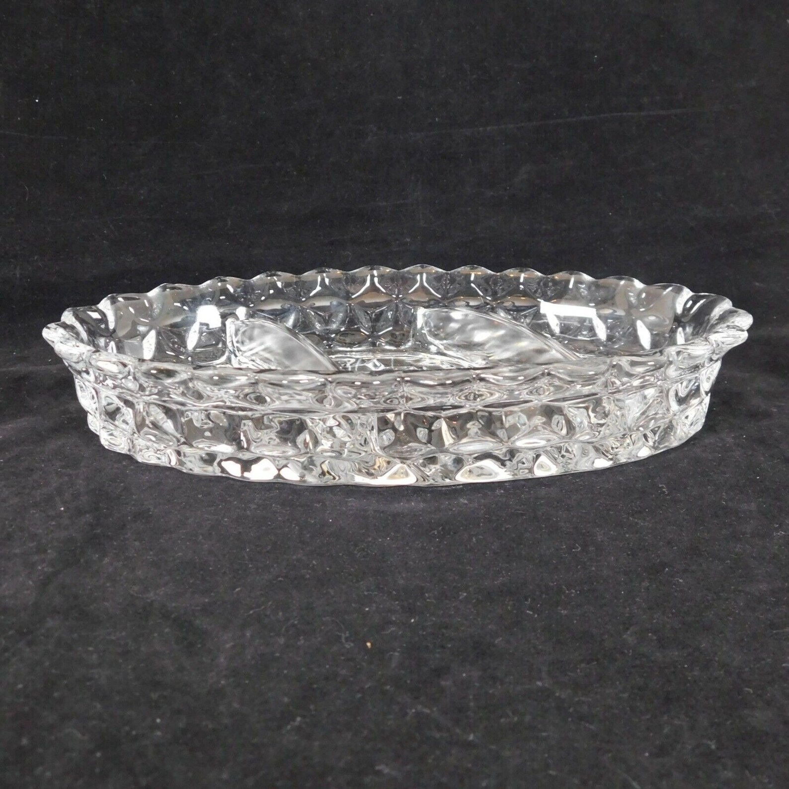 Fostoria American Clear 3-part Dish Divided Oval Relish Candy Nut Cube ...