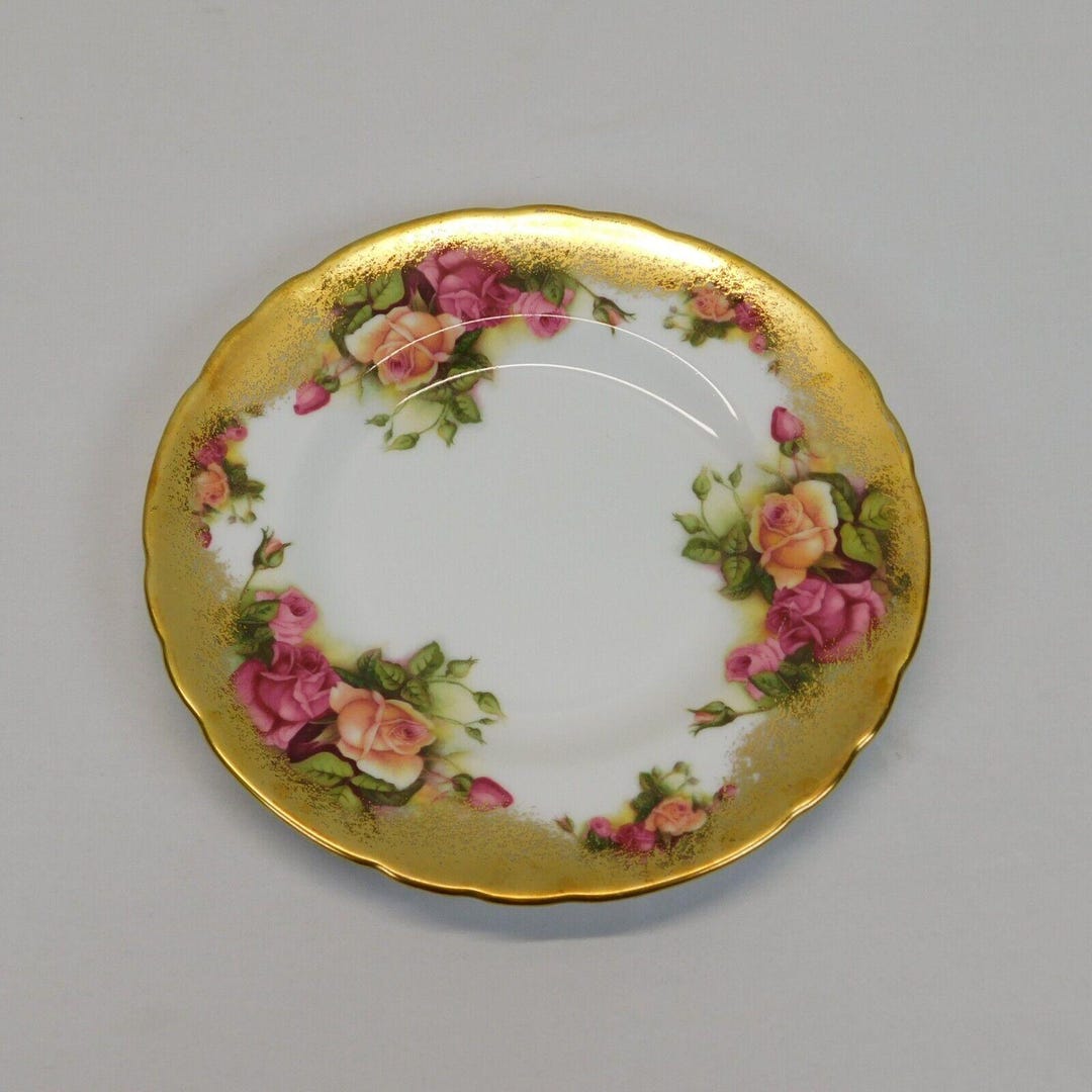 Royal Chelsea Golden Rose Fine Bone China 6.5" Bread Butter Plate Wide ...