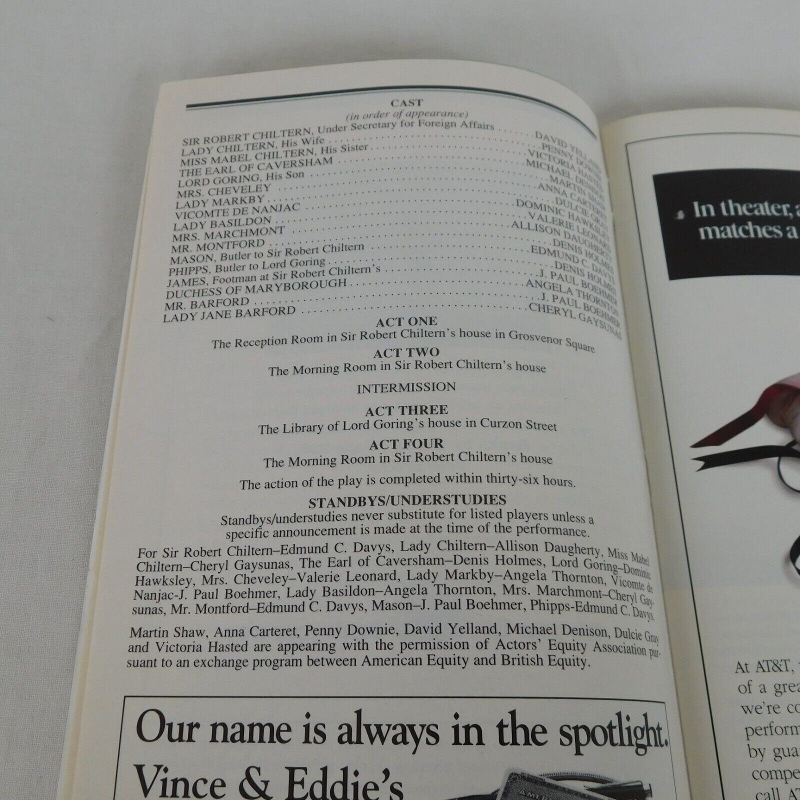 Ideal Husband Playbill May 1996 Martin Shaw Anna Carteret Penny Downie ...