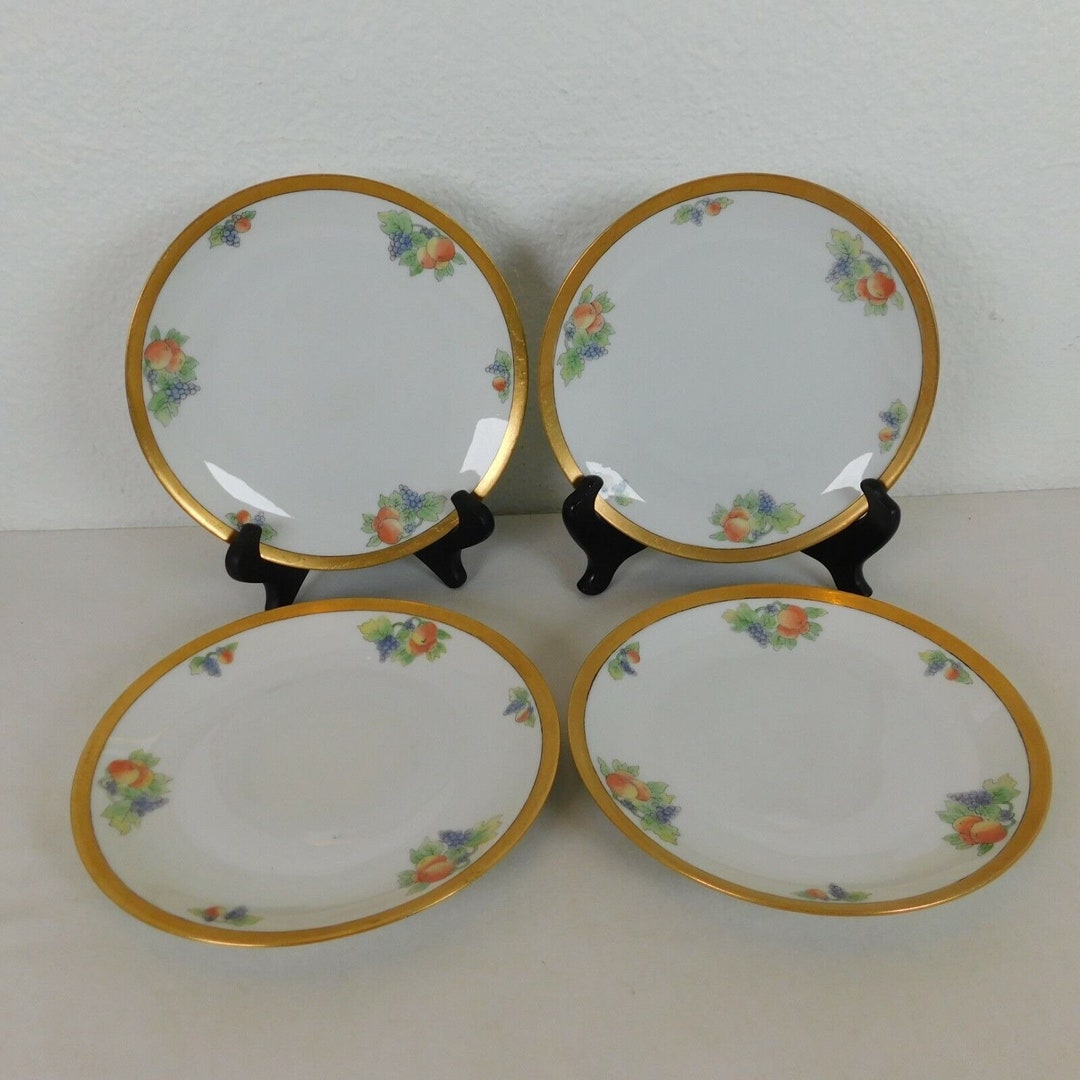Royal Crescent China Bavaria Hand Painted Set of 4 Plates Fruit Grapes ...