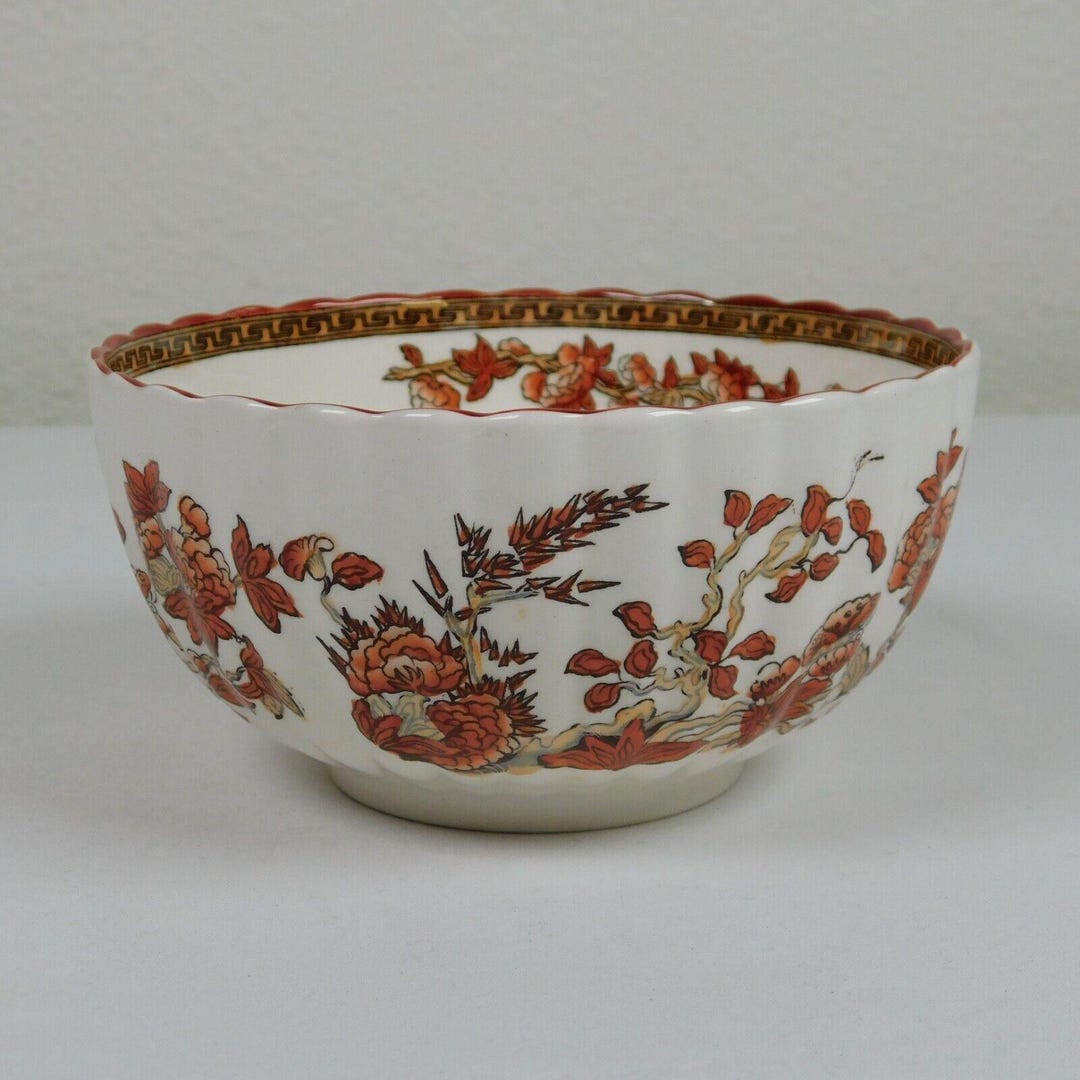 Spode Indian Tree Cranberry Bowl Old Backstamp 5 Inches Scalloped ...