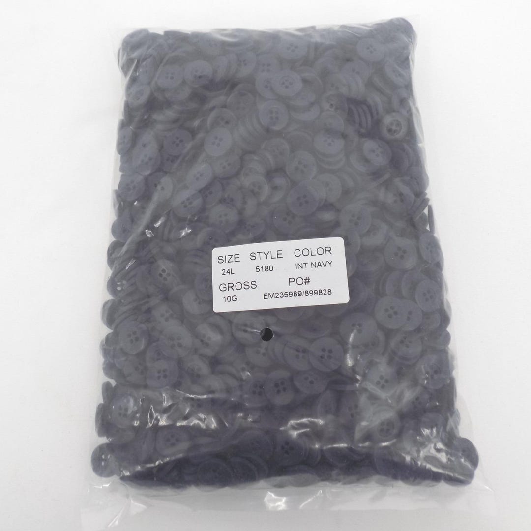 Navy Blue 4 Hole 24L Button 5/8" 15.3mm 10 Gross 1440 Buttons Flat ...