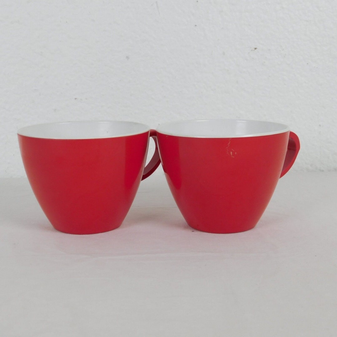 Royalon Melamine Melmac Red White Coffee Tea Cup #304 USA Set of 2 ...