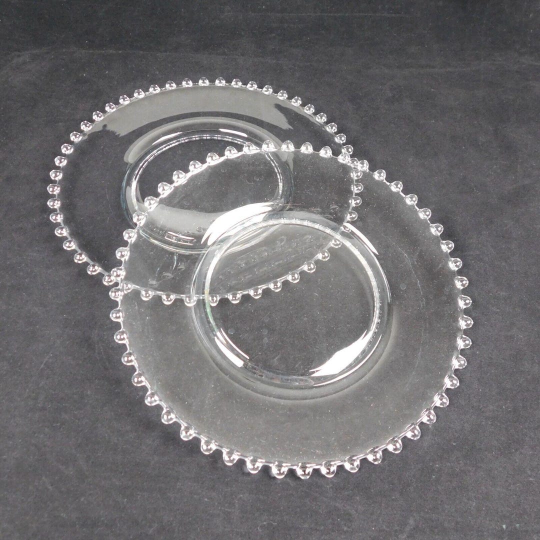 Lot of 2 Imperial Candlewick Clear Glass Salad Plate 8 1/8" Round Bead ...