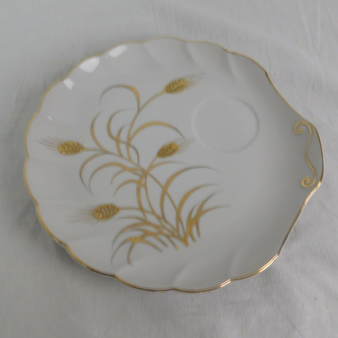 Set of 2 Lefton China Snack Plate Tea Cup Hand Painted Gold Wheat ...