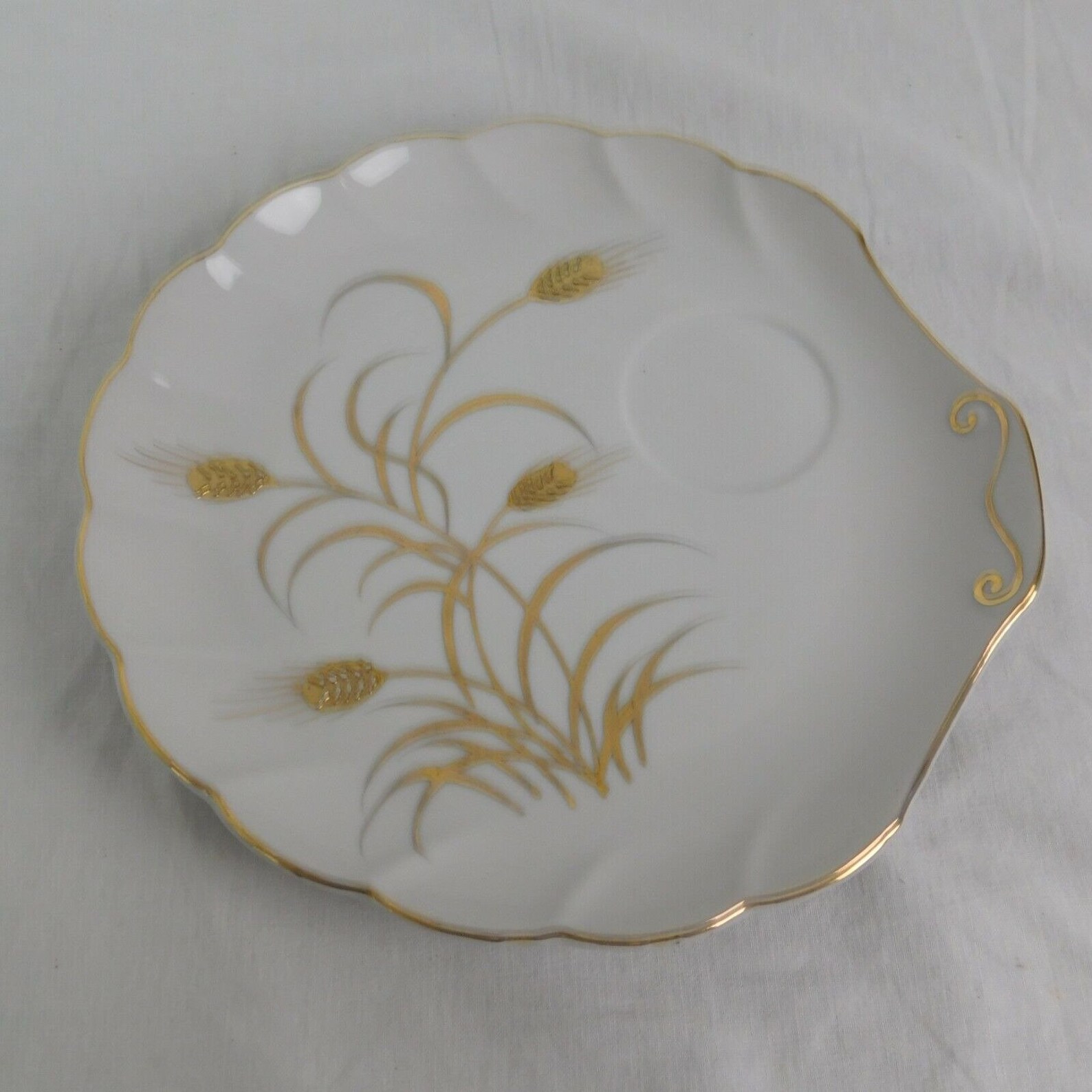 Set of 2 Lefton China Snack Plate Tea Cup Hand Painted Gold Wheat ...