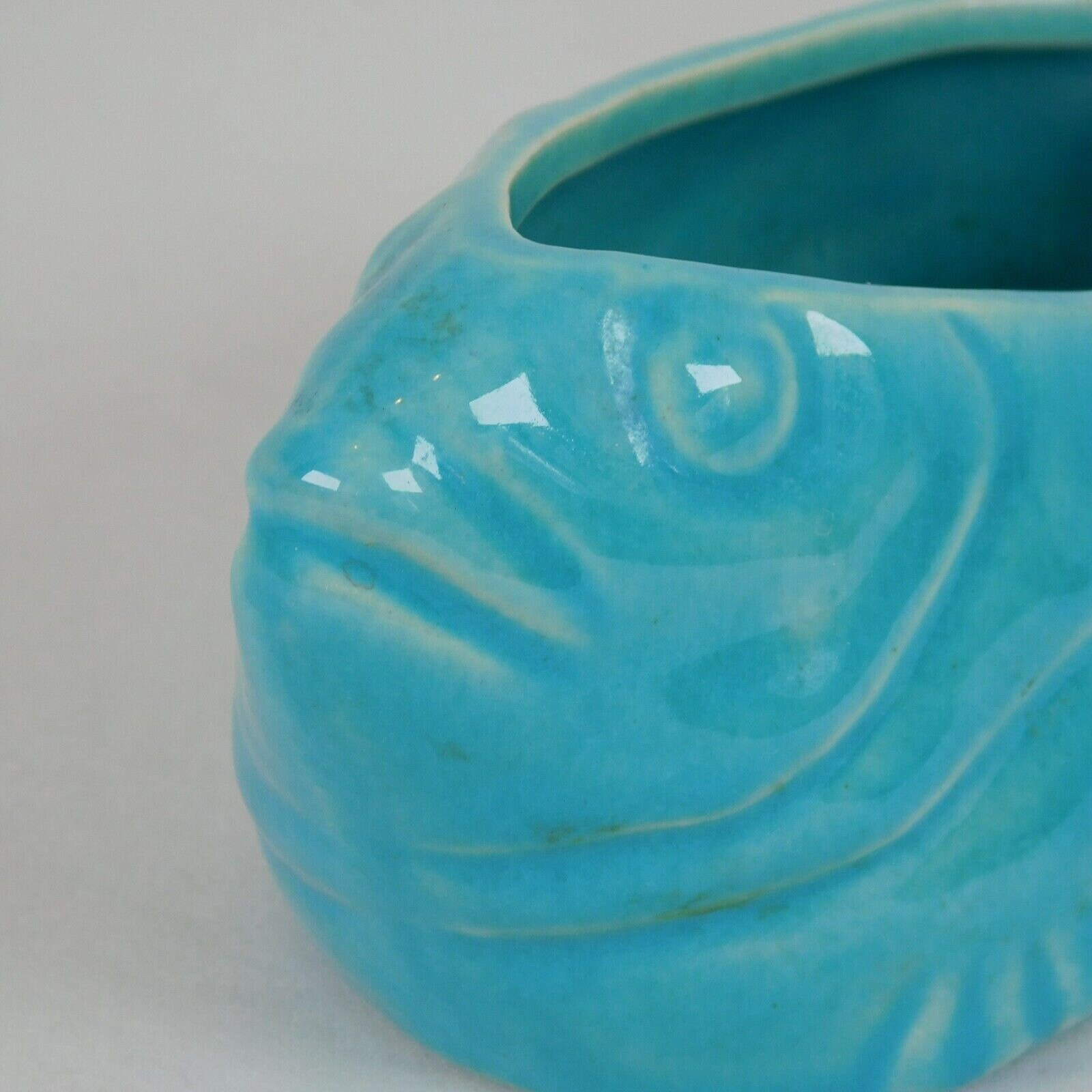 Bauer Chicken of the Sea Tuna Baker Figural Fish Blue Salad Server W/o ...