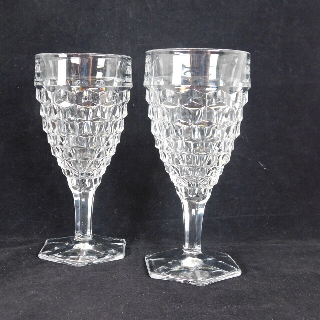 Lot of 2 Fostoria American Clear Glass Water Goblet 7" Tall 9 Oz ...