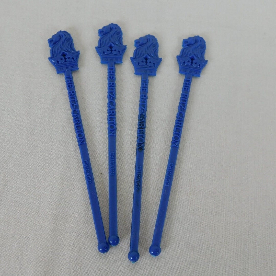 4 Ritz Carlton Chicago Lion Stir Swizzle Stick Blue Drink Coffee ...