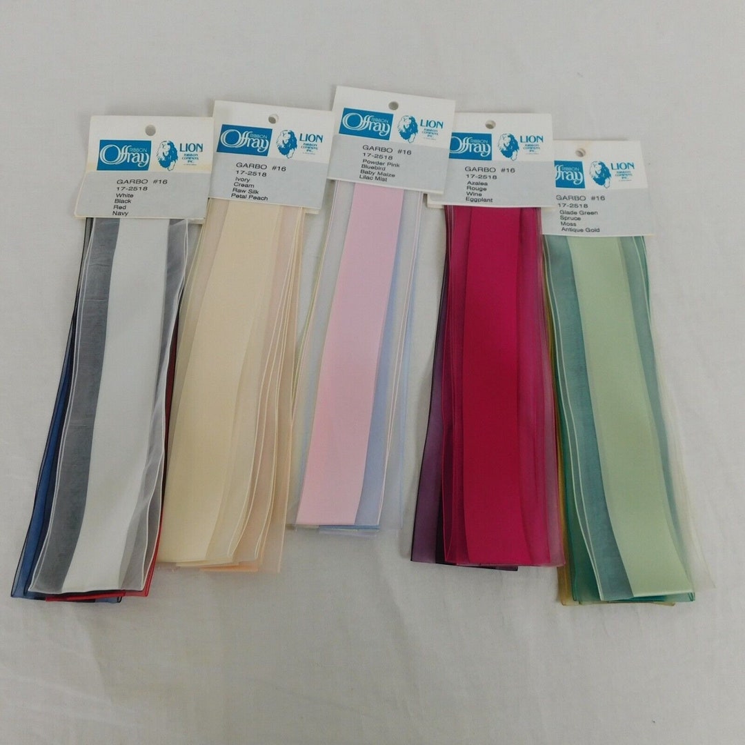 Offray Lion Ribbon Samples 5 Packs 4 Colors Each Sheer Edge Center ...