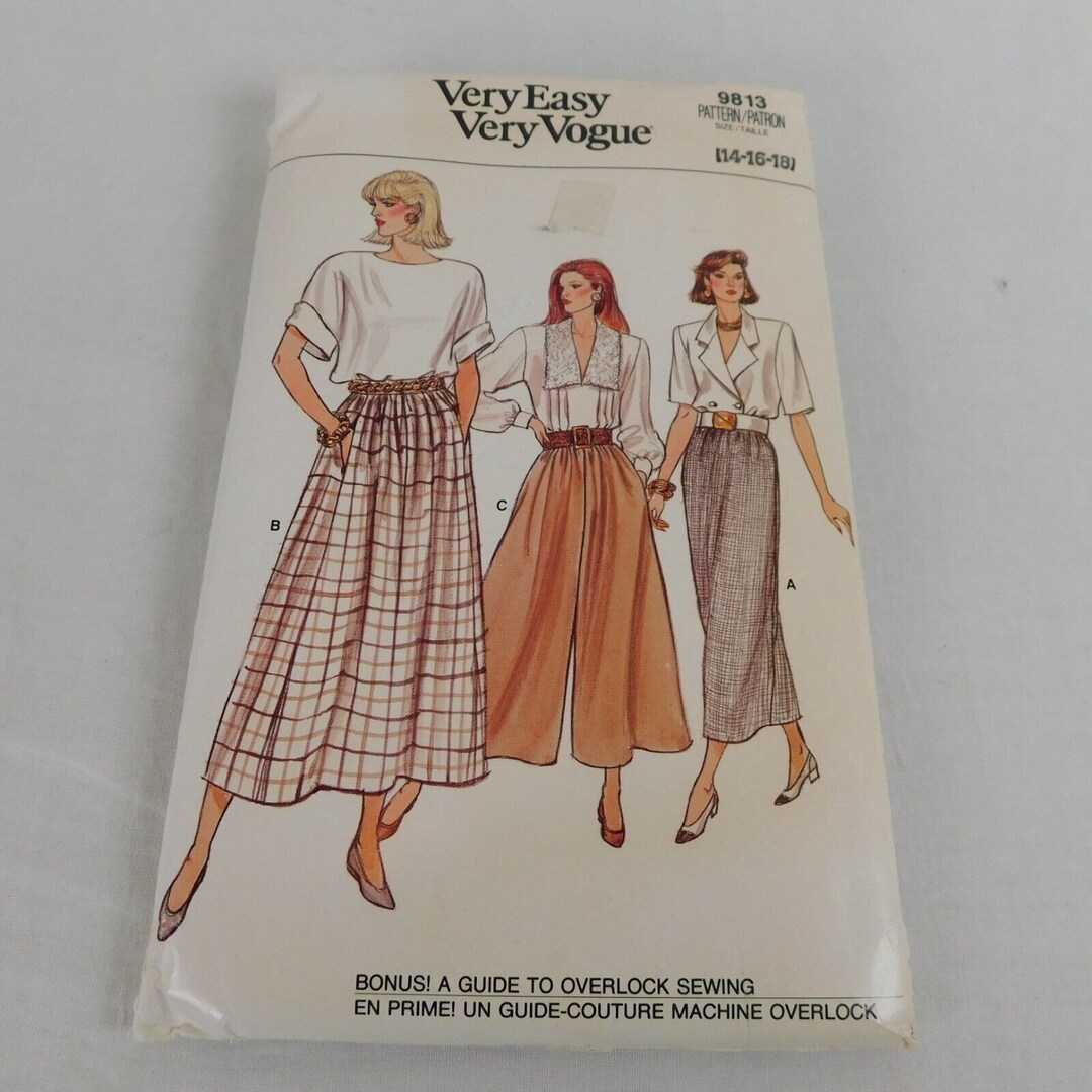 Vogue 9813 Vintage Very Easy Sewing Pattern Skirt & Culottes 14 16 18 ...