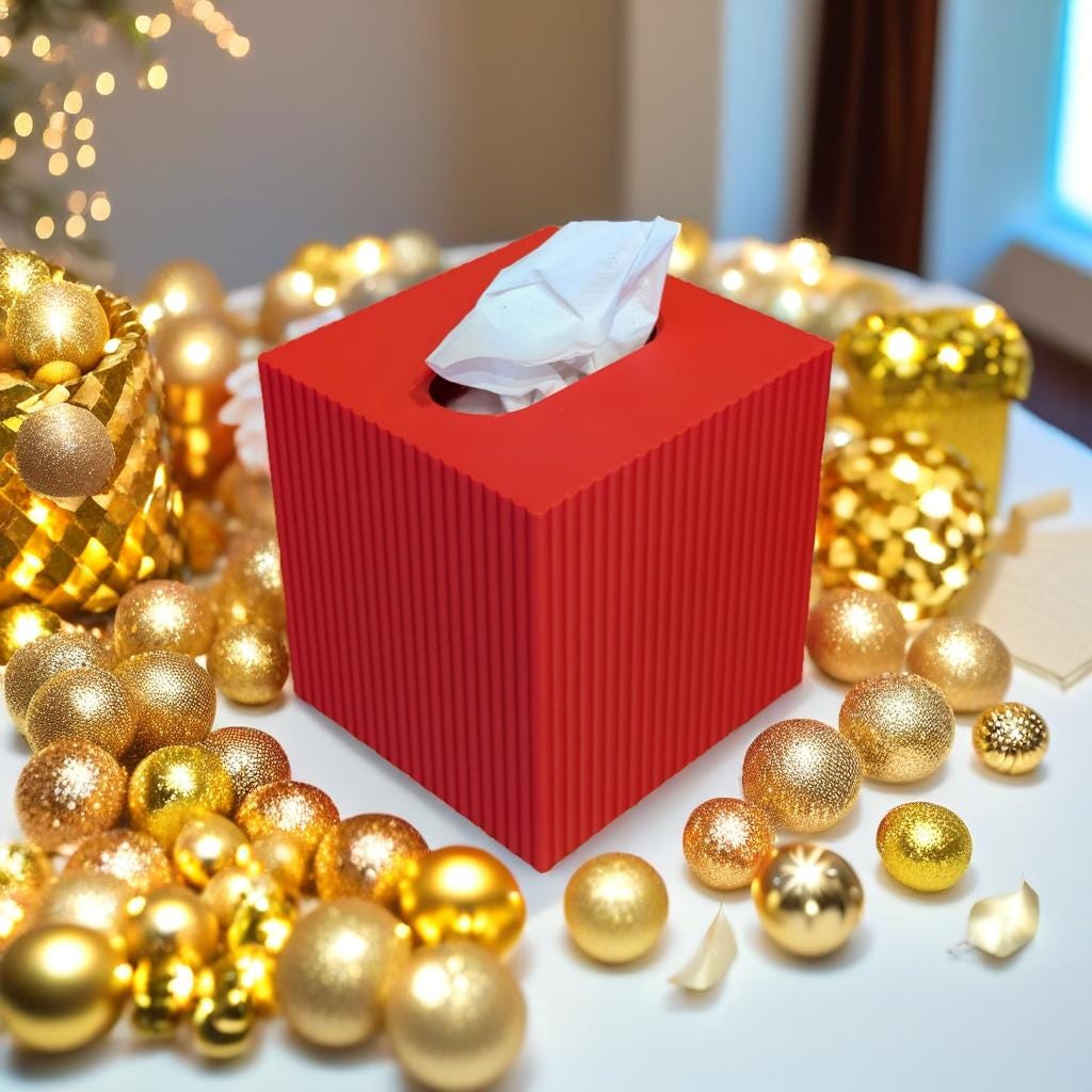 Retro Tissue Box Cover, Christmas Colors, Christmas Tissue Box, Red ...