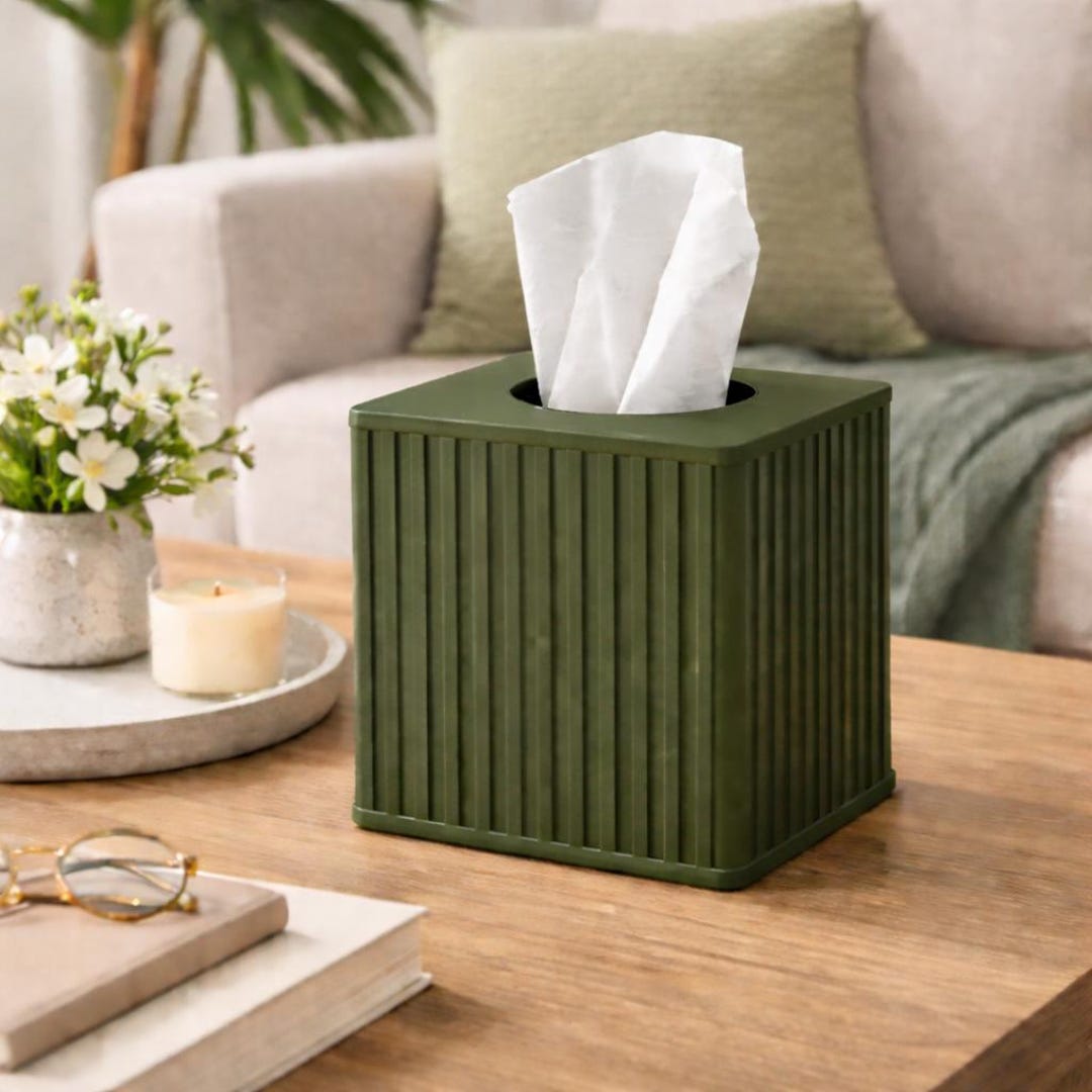 Modern Square Tissue Box Cover | Various Colors Available | Fluted ...