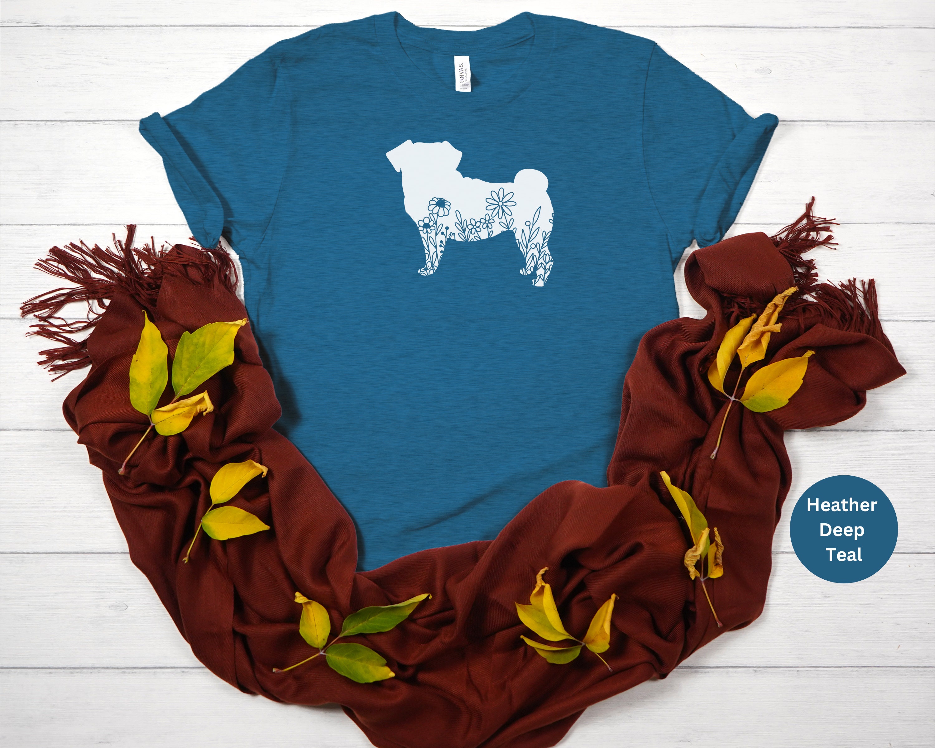 Camiseta de mamá pug, camiseta floral pug, ropa de amante de perros ...