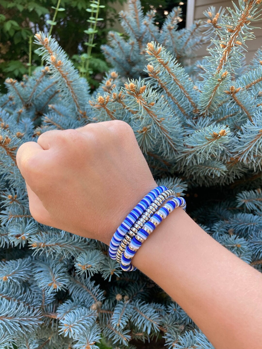 Preppy Blue Triple Bracelet Stack! - Etsy UK