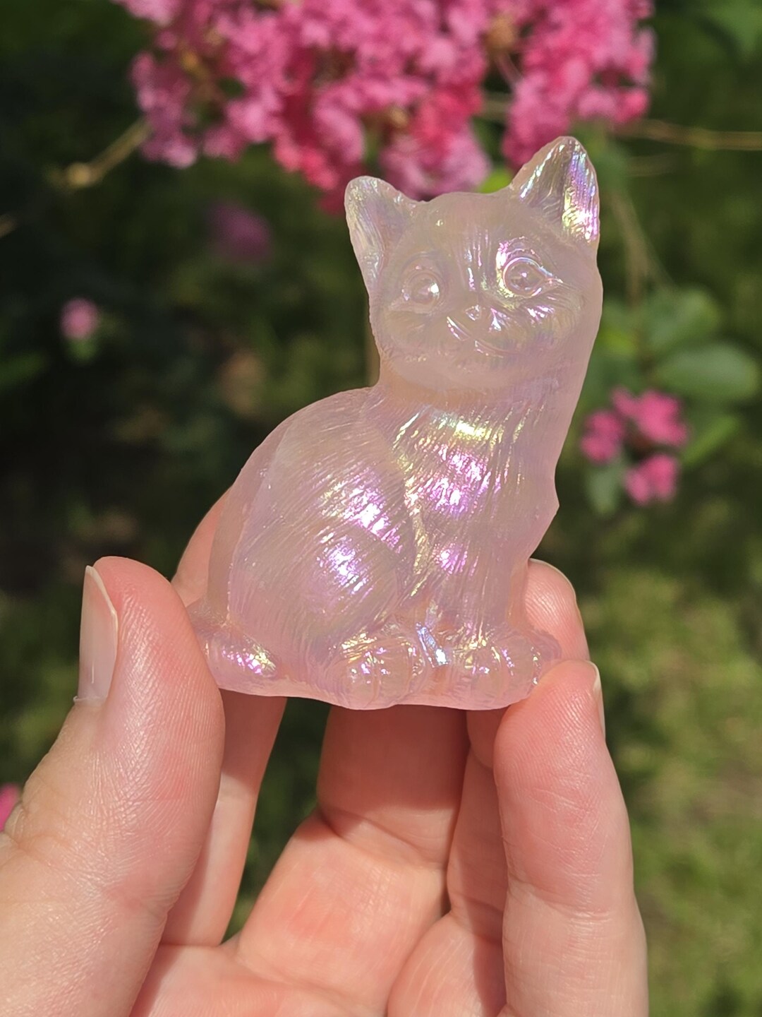 Aura Rose Quartz Cat Crystal - Etsy