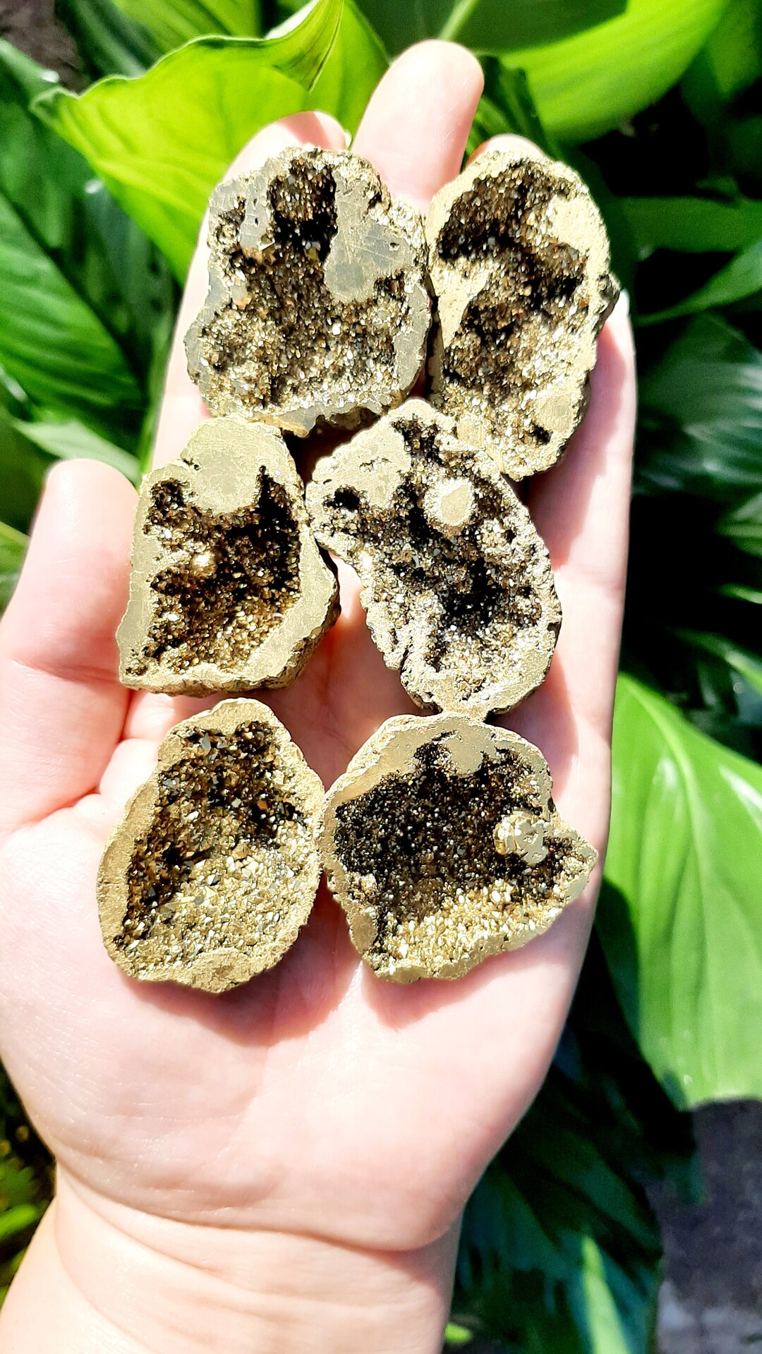 Golden Geode Cluster | Golden Aura Cluster | Gold Geode Crystal Half - Etsy