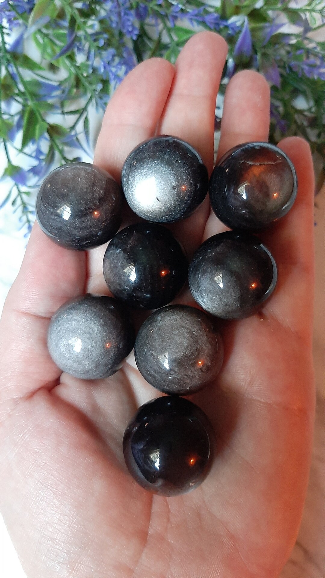 Obsidian Silver Sheen Spheres | Obsidian Crystal Spheres | Flashy ...