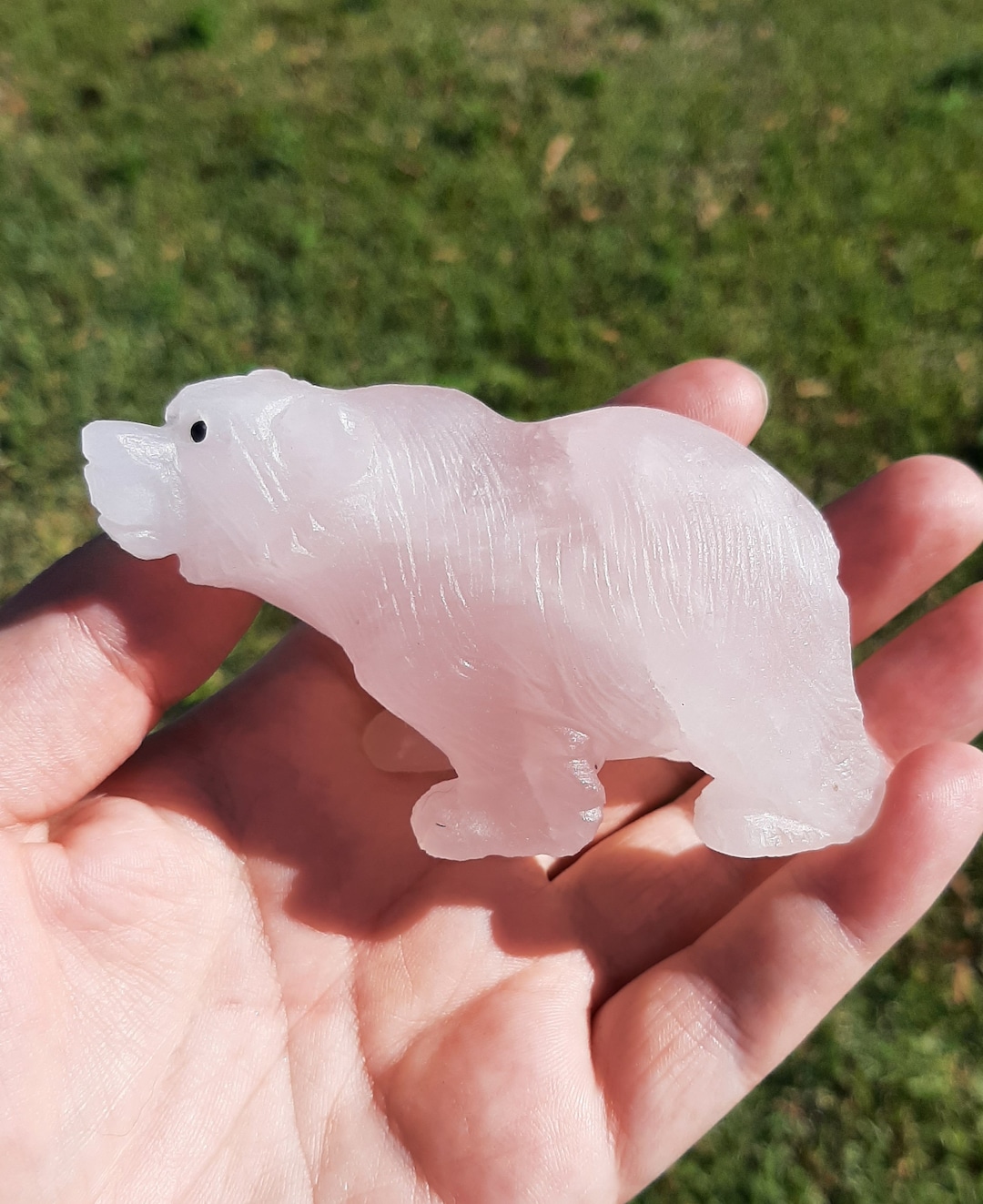 Rose Quartz Bear | Rose Quartz Crystal | Crystal Bear Carving | Bear ...