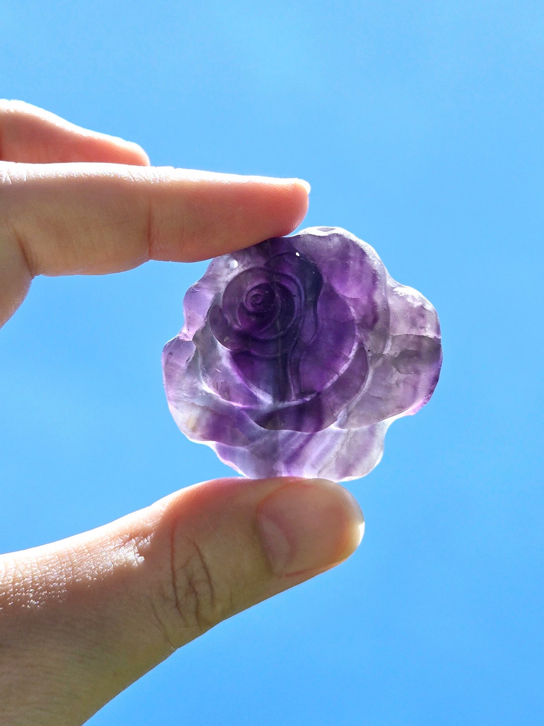 Fluorite Rose Carving, Purple Flower Crystal - Etsy