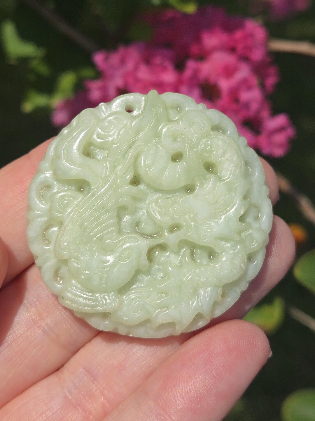 Jade Phoenix and Dragon Pendant, Jade Pendant - Etsy