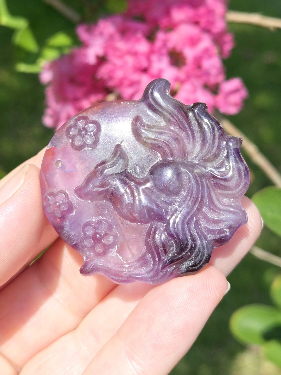 Amethyst Nine Tail Fox Pendant - Etsy
