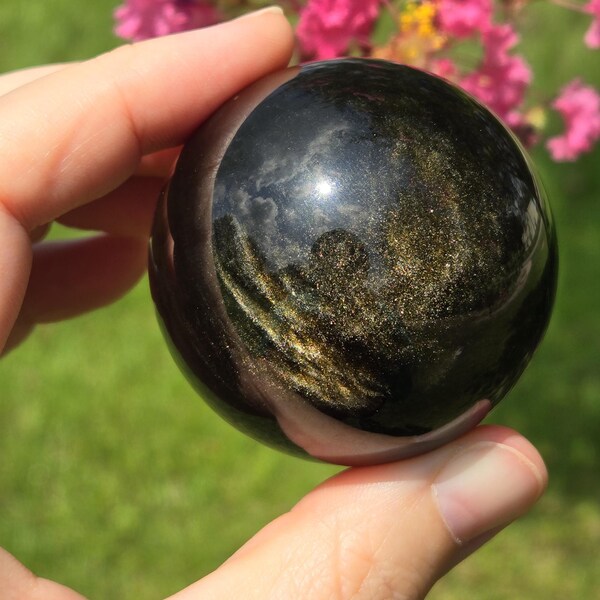 Obsidian Sphere - Etsy