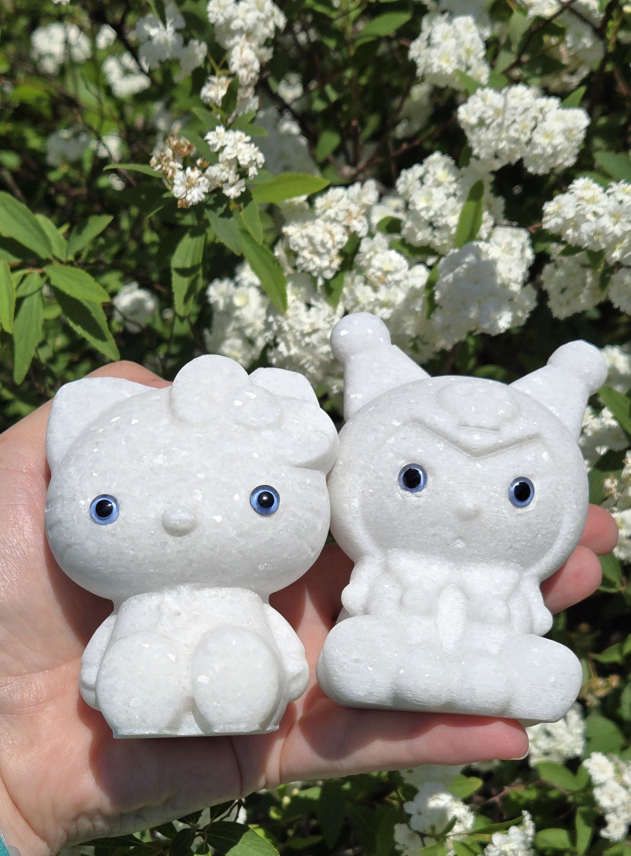 Hello Kitty and Kuromi Crystals, White Jade Hello Kitty, White Jade ...