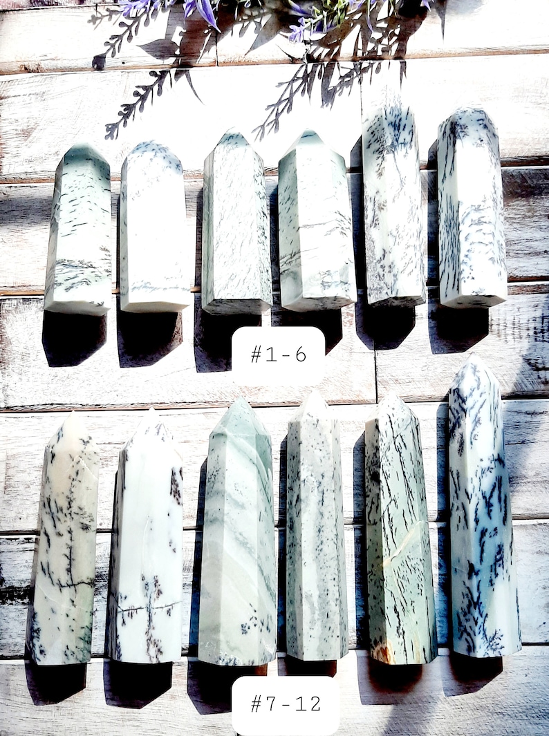 Natural Dendritic Jade Tower | Crystal Point Home Decor - Etsy