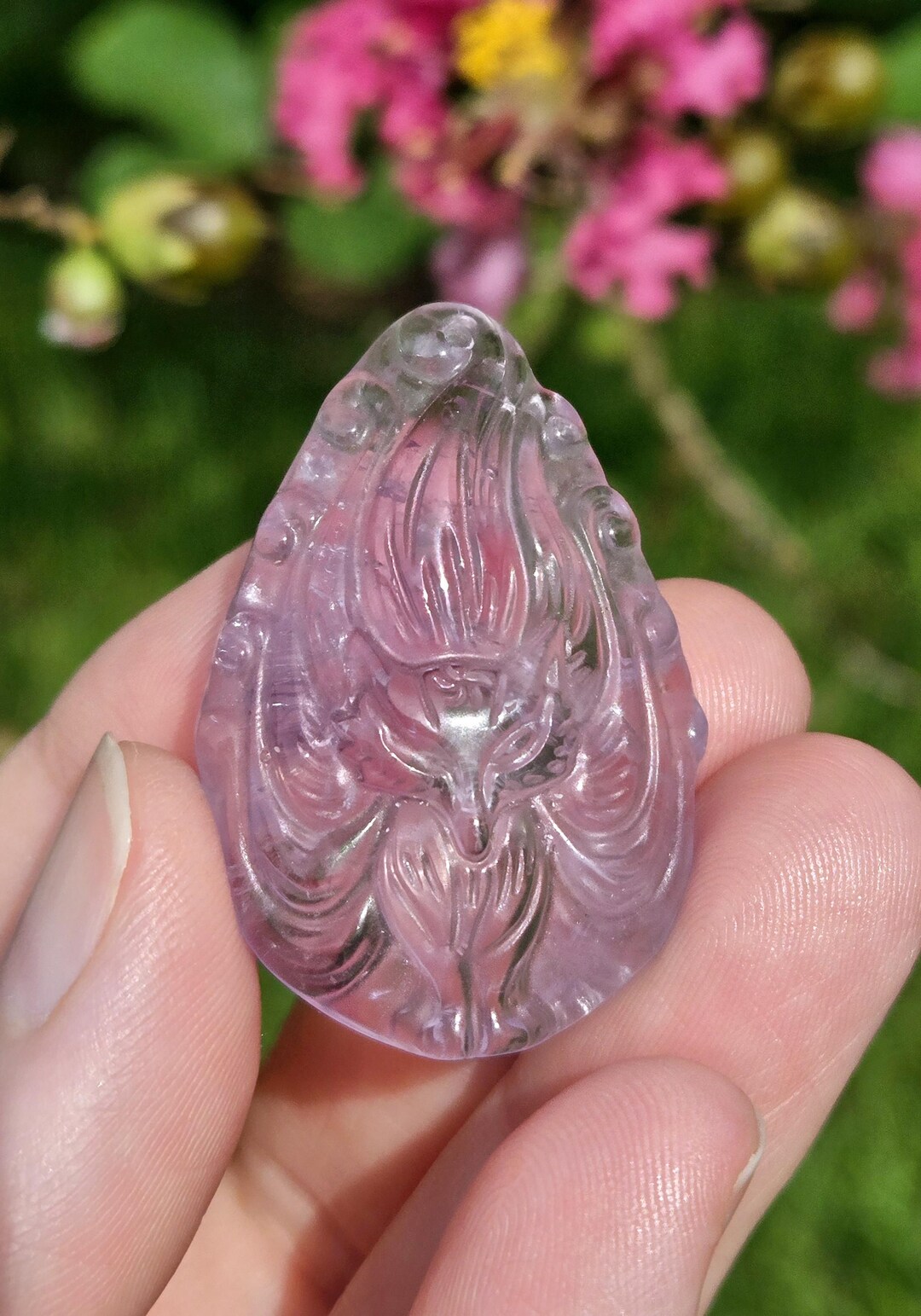 Amethyst Nine Tail Fox Pendant - Etsy