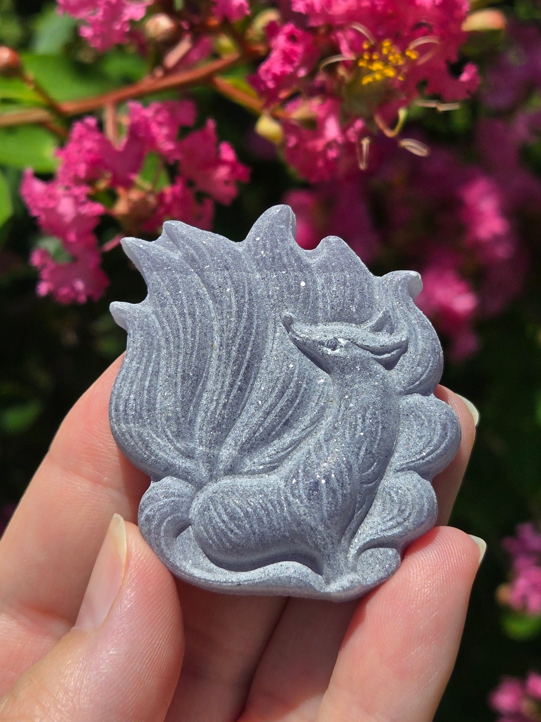Nine Tail Fox Crystals, Purple Mica Fox Crystal Carving - Etsy
