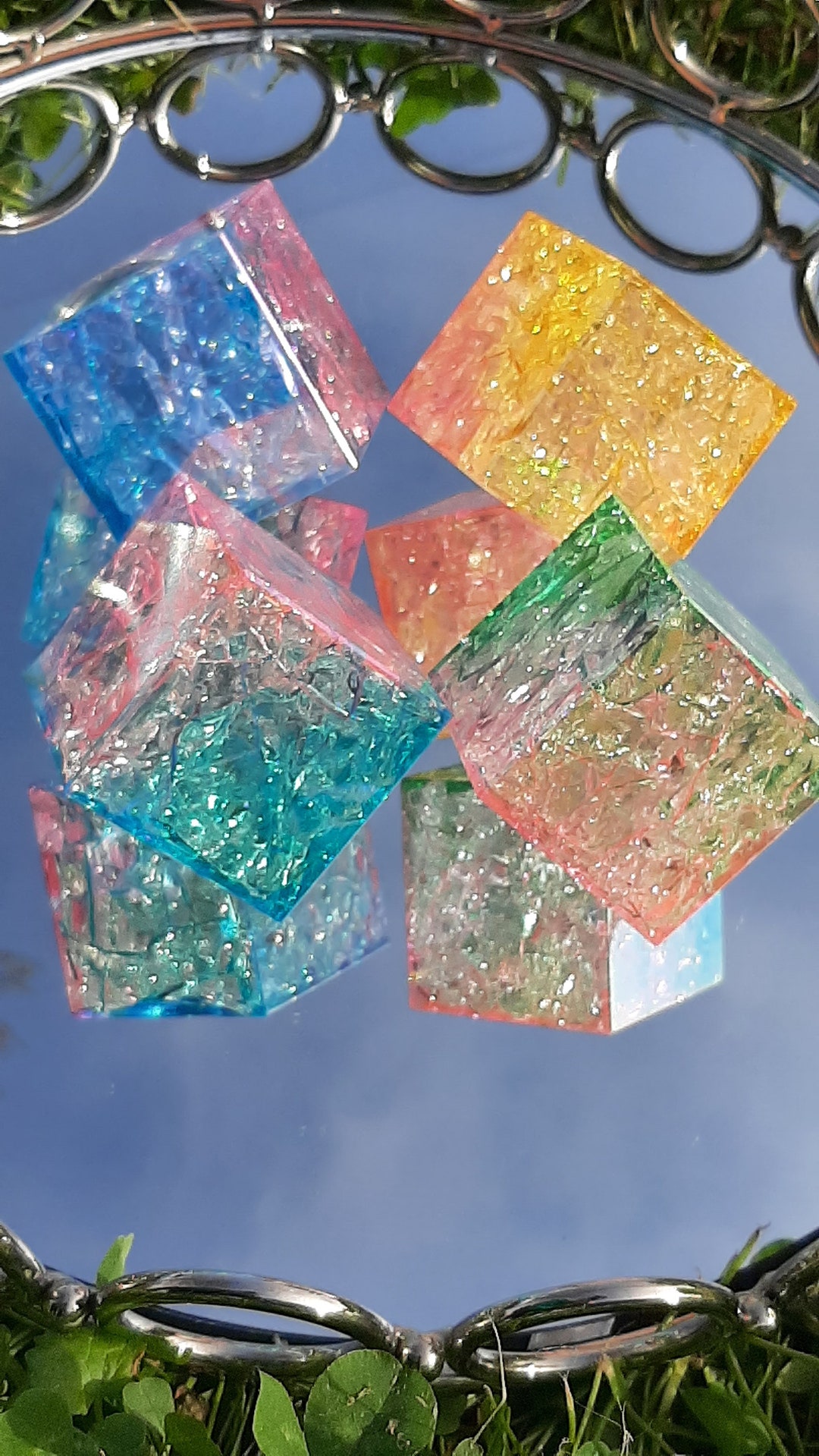 Cotton Candy Aura Crackle Quartz Cubes Crackle Quartz Cube Aura Quartz ...