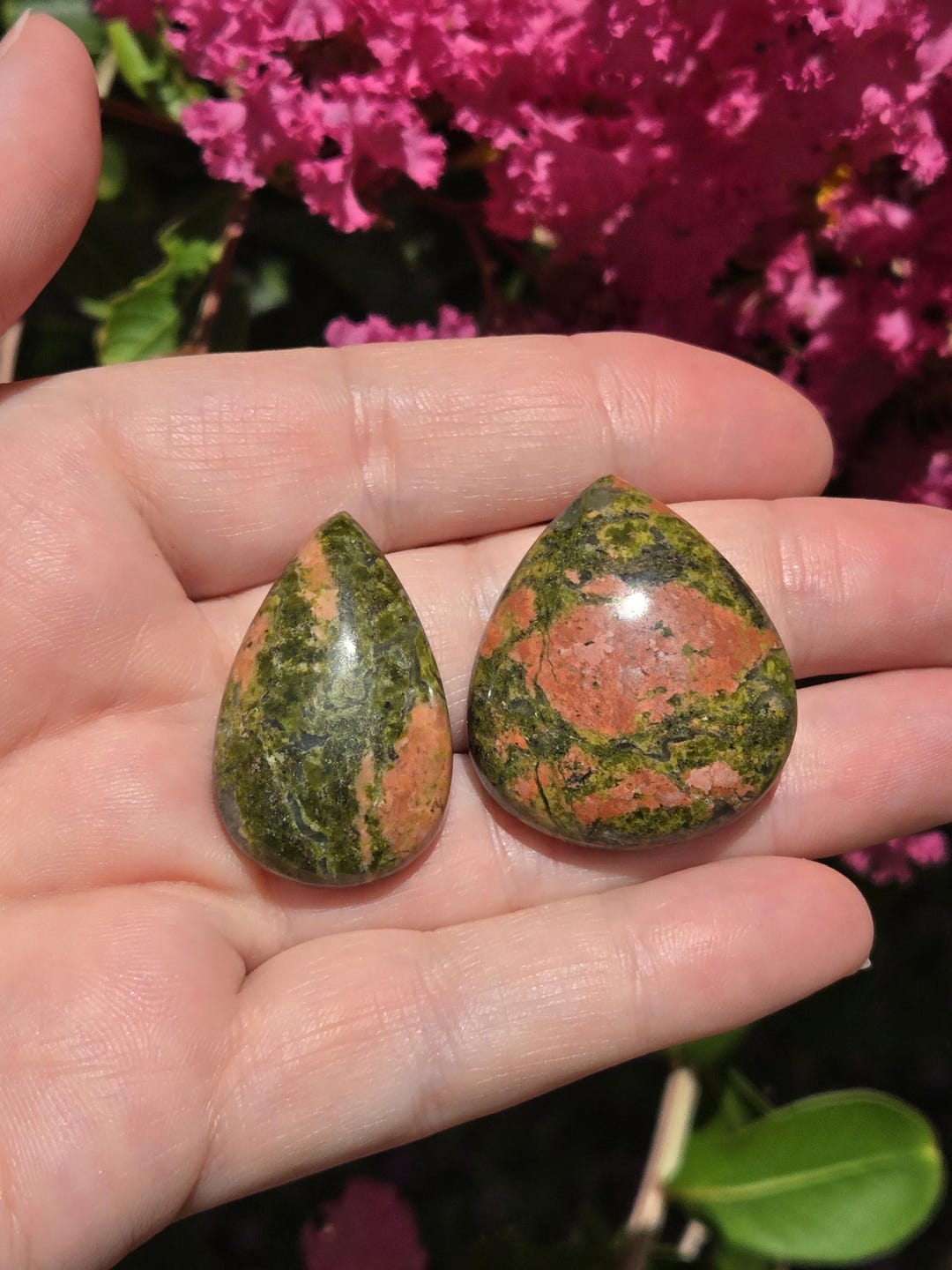 Unakite Cabochon, Unikite Crystal Cab 2 Piece Set - Etsy