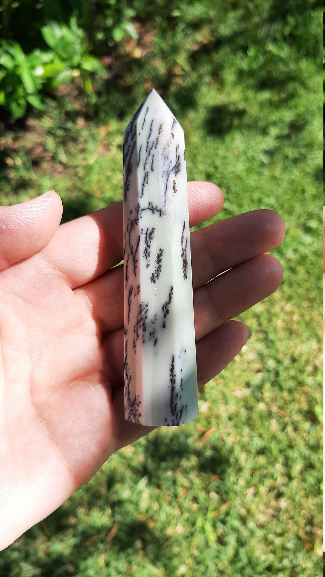 Natural Dendritic Jade Tower | Crystal Point Home Decor - Etsy