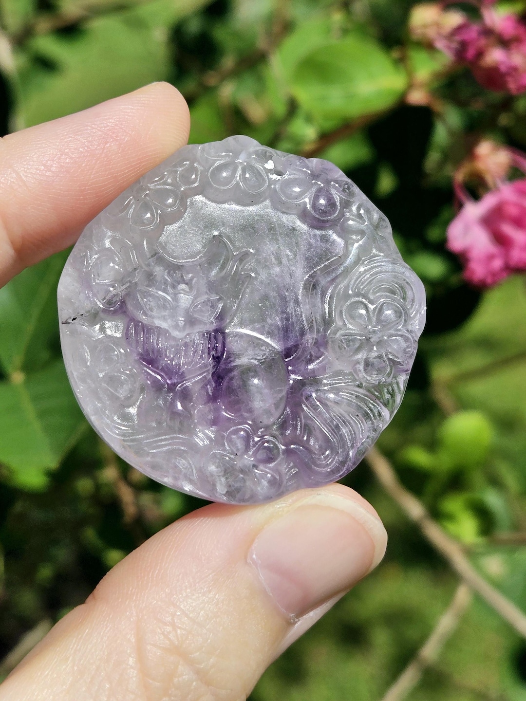 Amethyst Nine Tail Fox Crystal Pendant - Etsy