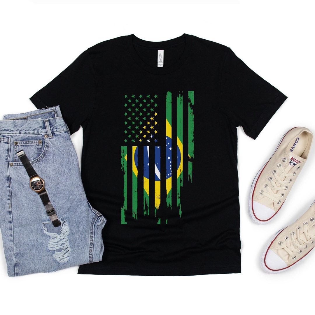 Brazilian American Flag Shirt, USA Brazil Flag Tee, Flag of Brazil ...