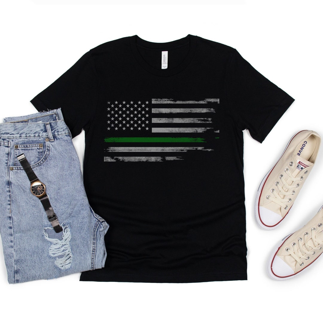 Thin Green Line Military Flag Shirt, Support the Troops Tee, Home of ...