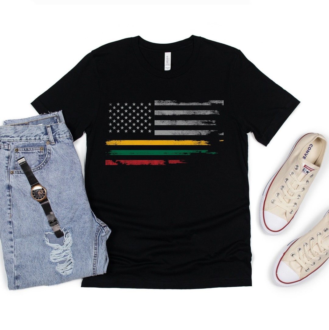 Lithuanian American Distressed Flag Shirt, USA Lithuania Flag Tee ...