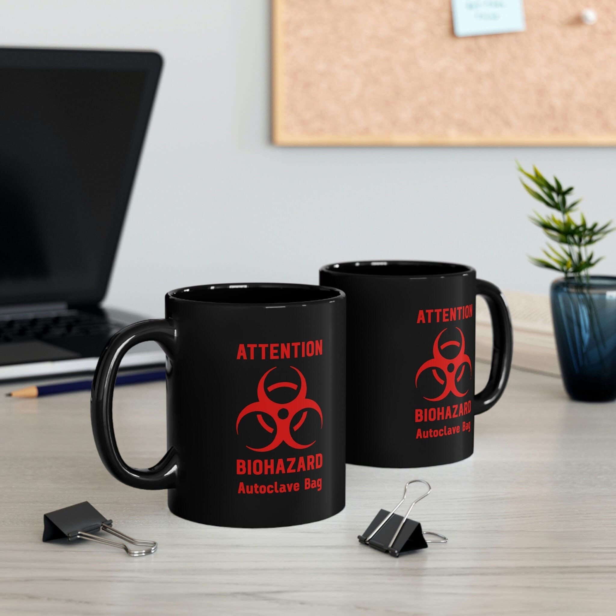 Biohazard Autoclave Bag Mug, Lab Tech Black Mug, Microbiology Mug ...